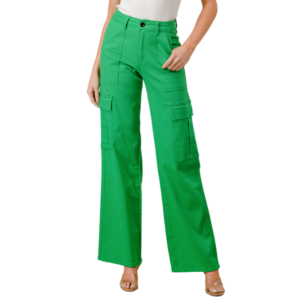 HIGHT WAISTED STRETCHY COLORED CARGO PANTS - DENIN ZONE U.S.A.