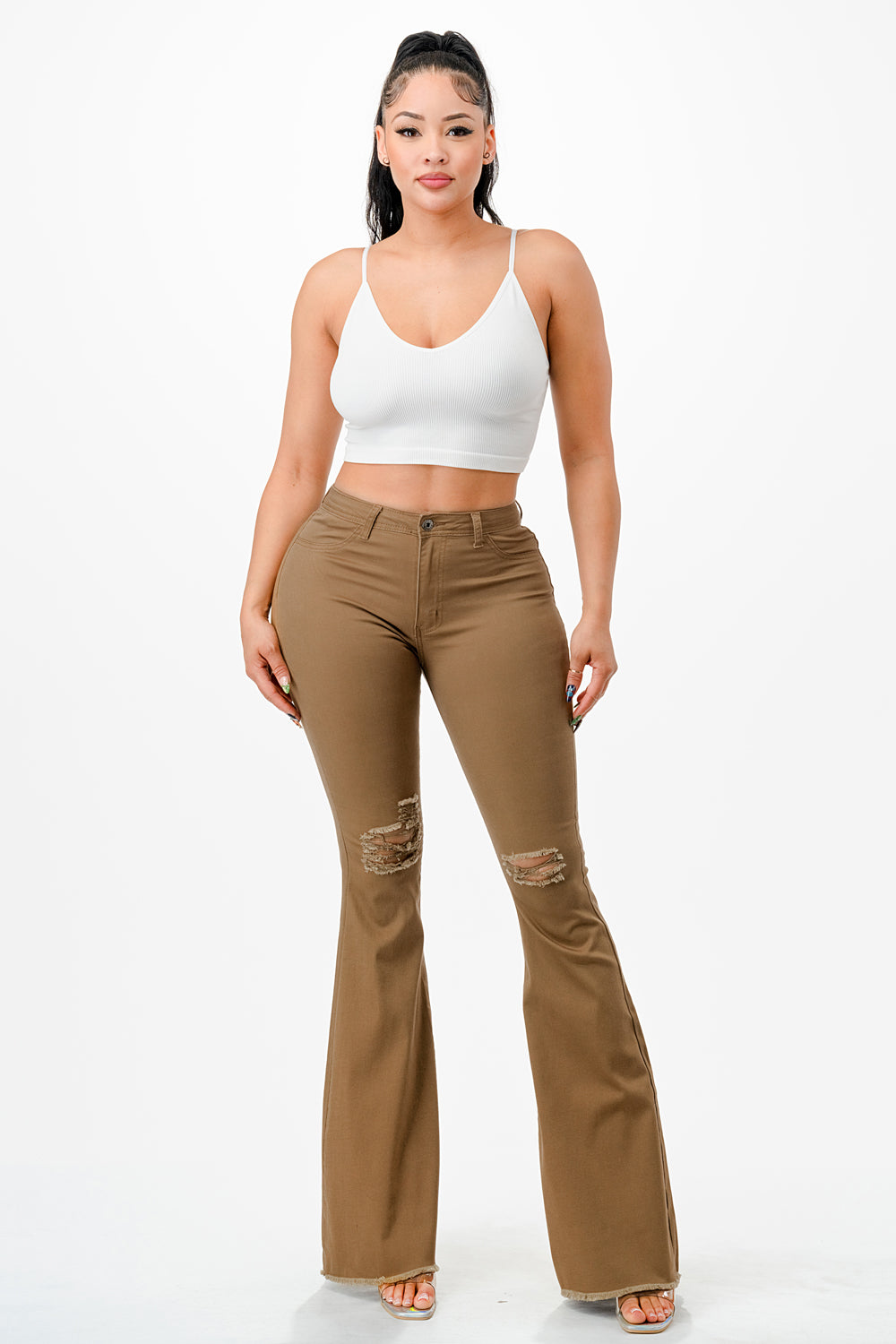 Wholesale Colored Bell Bottom Distressed Jeans BC-450 - Denim Zone USA